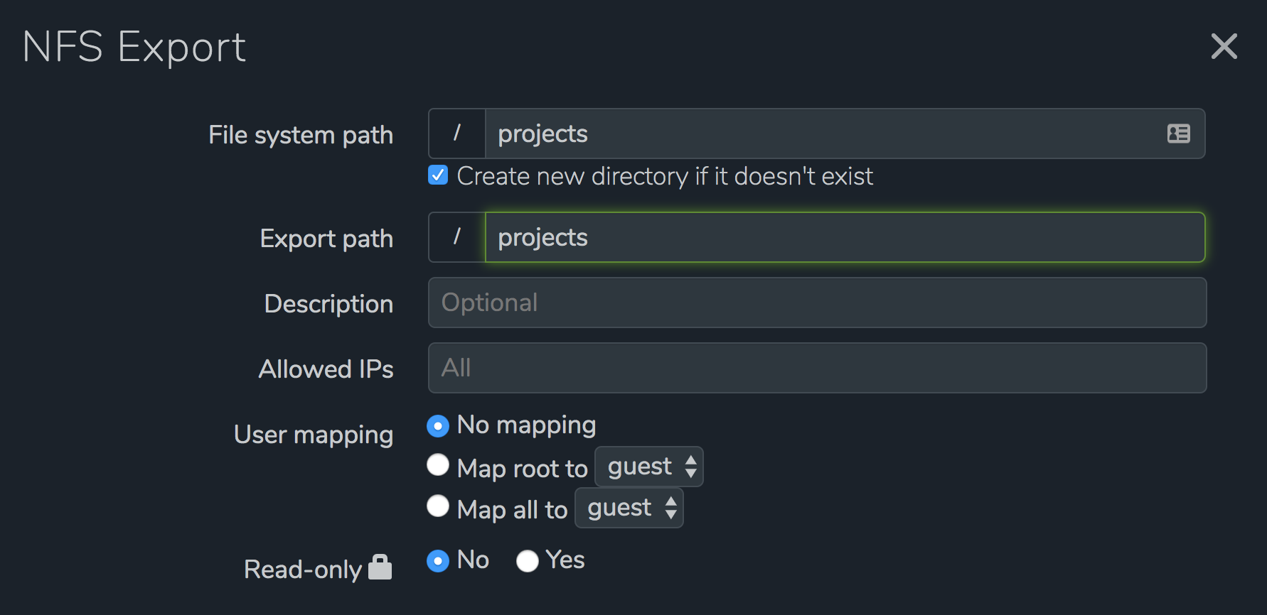 Example: Configure NFS Permissions without Active Directory