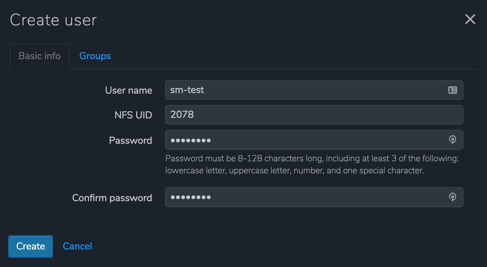 Creating Users and Groups in Qumulo Core by Using the Web UI