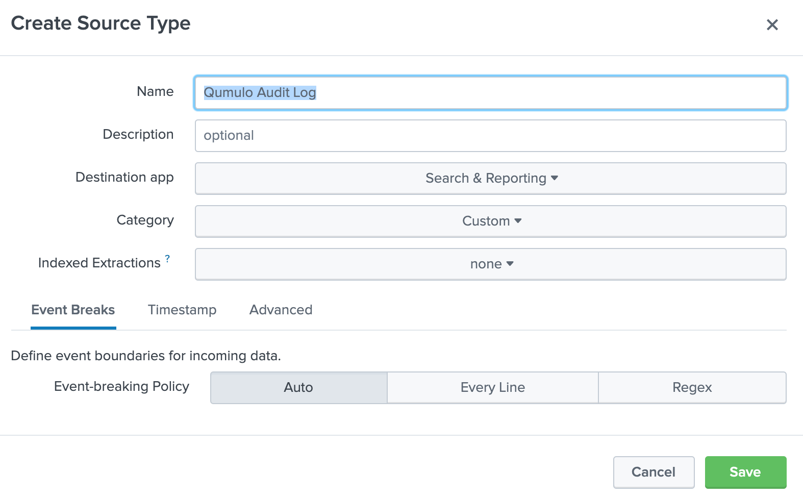 Using Splunk with Qumulo Core Audit Logging