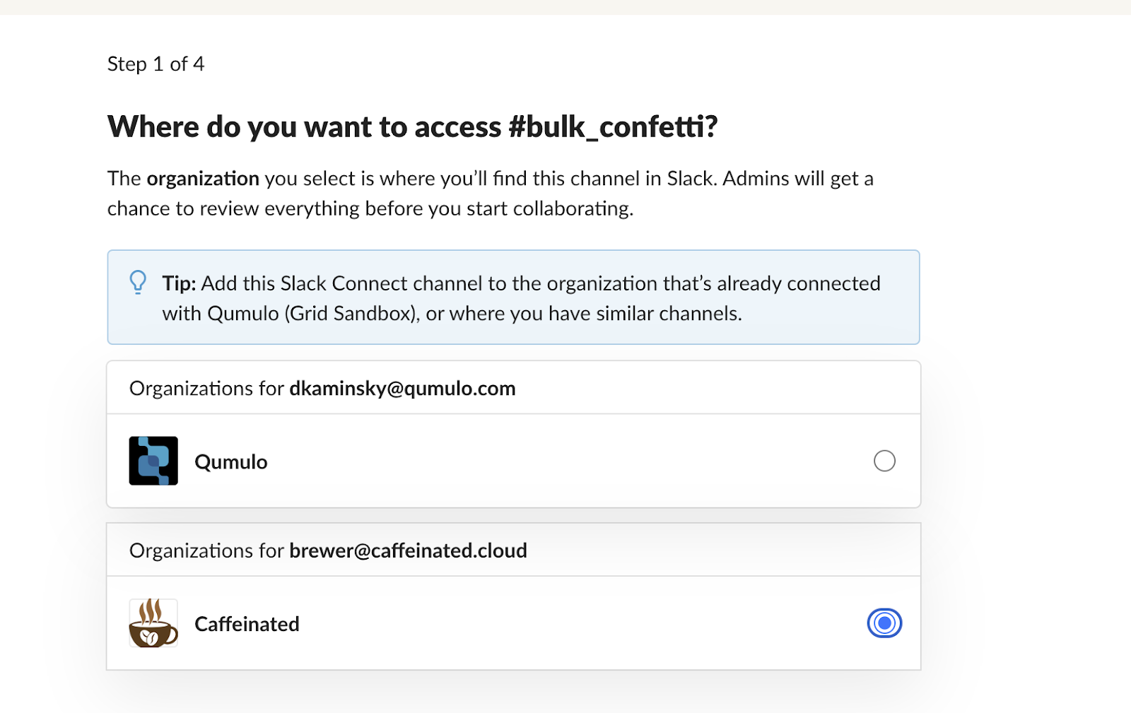Accepting a Qumulo Slack Connect Invitation